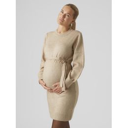 MAMALICIOUS Damen Umstandskleid "MLNEWANNE L/S ABK KNIT DRESS A. NOOS", beige, Gr. XS, meliert, Strick, Obermaterial: 50% Polyacryl, 50% Polyester,