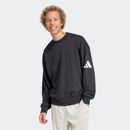 Herren Sweatshirt "ESSENTIALS LOOSE FIT 3 BAR LOGO", schwarz-wei&szlig;, Gr. M, adidas Sportswear, Obermaterial: 55% Baumwolle, 36% Polyester, 9% Viskose,