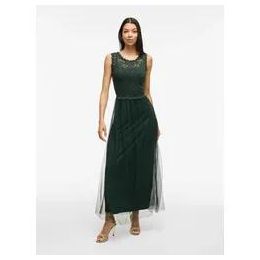 Maxikleid Vila "VILYNNEA MAXI DRESS - NOOS/DC", Damen, Gr. 38, N-Gr, gr&uuml;n (scarab detail:elastic), Web, Obermaterial: 100% Polyester, unifarben, regular fit kn&ouml;chellang, Rundhals, Kleider Maxikleid, Sommerkleid