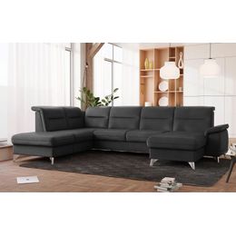 Sit & More Wohnlandschaft SIT & MORE "Astoria U-Form", grau (anthrazit), B:327cm H:91cm T:225cm, 100% Polyester, Sofas, Wohnlandschaft, wahlweise mit motorischer Relaxfunktion
