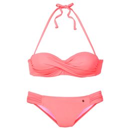 s.Oliver Damen B&uuml;gel-Bandeau-Bikini, orange, Gr. 38, unifarben, Recycling-Polyamid, Bikini-Sets, mit Raffung