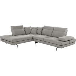 Ecksofa Calia italia "Toby Wing, B/T: 288/232 cm, Designsofa, Premium Sitzkomfort, L-Form", grau (grigio mario), B:288cm H:90cm T:232cm, Mikrofaser mit Nubuk Optik (100% Polyester), Sofas, Ecksofa, Sitztiefenverstellung, wahlw. mit Kissen-Set,F&uuml;&szlig;e schwarz matt