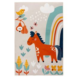 Kinderteppich Kayoom "Wonder 132", bunt, B:160cm H:8mm L:230cm, Polyester, Teppiche, Kinderteppich, Kurzflor, Vegan, Fu&szlig;bodenheizungsgeeignet, Pferd