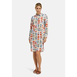 Milano Italy Knielanges Hemdblusenkleid mit Print Damen Gr&ouml;&szlig;e 34 orange