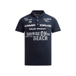 CAMP DAVID Pikee-Polo Kurzarm mit Rubber Prints Herren Gr&ouml;&szlig;e XL blau