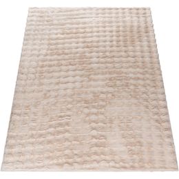 Hochflor-Teppich Paco Home "Arnheim 741", beige (creme), B:120cm H:34mm L:160cm, Polyester, Teppiche, Uni Farben, modernes Design, besonders weich, Hoch-Tief Effekt