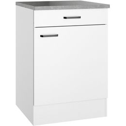 Unterschrank Optifit "OPTImulti", wei&szlig;, wei&szlig;, B:60cm H:88cm T:60cm, Holzwerkstoff, Schr&auml;nke, Unterschrank, Breite 60 cm, Tiefe 60 cm, mit 1 T&uuml;r, 1 Schubkasten, 1 Einlegeboden