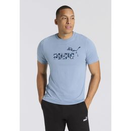 Puma Herren T-Shirt "ESS CAMO TEE", blau, Gr. XXL, tarnfarben, Jersey, Obermaterial: 100% Baumwolle, Shirts, gerade Passform, Kurzarm, f&uuml;r Alltag und