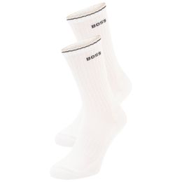 BOSS Damen Socken "Rib Stripe", Gr. 43wei&szlig; 100, Baumwollmischung, unifarben, Socken, Rippstrick, verst&auml;rkte Fersen- und Zehenpartie