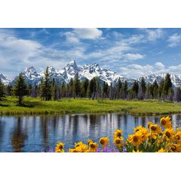Fototapete papermoon "ALPEN-SEE-im Gebirge", bunt, B:4m L:2,6m, Vlies, Tapeten