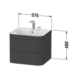 Duravit M&ouml;belwaschtisch-Unterschrank Happy D.2 Plus 57,5x49cm, 2 HL, st-g s-matt, 2 Schubk. (HP4635E9292)