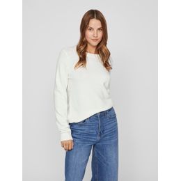 Rundhalspullover Vila "VIRIL O-NECK L/S KNIT TOP - NOOS", Damen, Gr. S, wei&szlig; (wei&szlig; alyssum), Feinstrick, Obermaterial: 50% Viskose, 27% Nylon, 23% Polyester, meliert, unifarben, regular fit normal, Rundhals, Rippb&uuml;ndchen, Pullover Rundhalspullover, Viskosemischung, regular fit