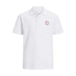 Jack & Jones Kinder Poloshirt "JJALLIANCE POLO SS JNR", wei&szlig;, Gr. 140, JACK & JONES JUNIOR, bedruckt, unifarben, Single Jersey, Obermaterial: 100% Baumwolle,