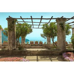 Fototapete papermoon "Terrasse am Meer", bunt, B:4m L:2,6m, Vlies, Tapeten