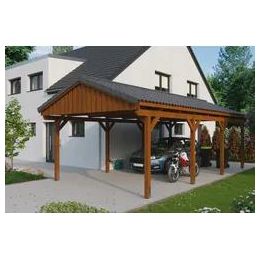 Skan Holz Einzelcarport SKANHOLZ "Fichtelberg", braun, B/H/T: 379cm x, Carports, mit Dachlattung