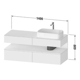 Duravit Waschtischunterschrank Qatego 140x55x60cm, w g, Konsolenpl., Beck. re (QA4766022220000)