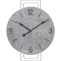 Wanduhr AMS, schwarz (schwarz, grau), Wanduhren, B/H/L: 35cm x 5cm x 48cm, Wanduhr, Made in Germany,Wohnzimmer,Esszimmer,K&uuml;che,Arbeitszimmer,B&uuml;ro,Flur