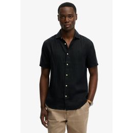 Superdry Herren Leinenhemd "RIVIERA S/S LINEN SHIRT"eclipse navy, Gr. XXL, unifarben, Web, Obermaterial: 100% Leinen, Hemden, aus 100% Leinen