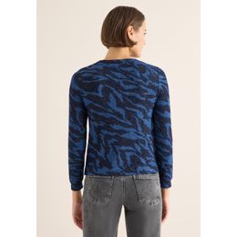 Cecil Damen Langarmshirt, blau, Gr. XXL, Stoff, 67% Viskose, 28% Polyester, 5% Elasthan, Shirts, im Melange Look