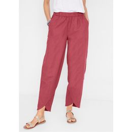 bonprix Damen 3/4-Hose "3/4-Hose aus leichtem Leinen-Mix", rot, Gr. 52, Obermaterial: 55% Leinen, 45% Baumwolle, Hosen, aus Leinen-Mix, mit