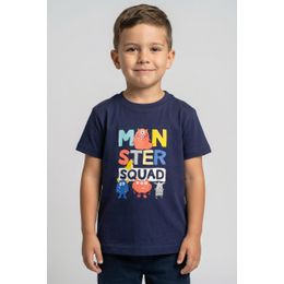 Blue Seven Jungen T-Shirt, blau, Gr. 128, bedruckt, unifarben, Single Jersey, Obermaterial: 100% Baumwolle, Shirts, mit kurzem Arm, mit Druck und