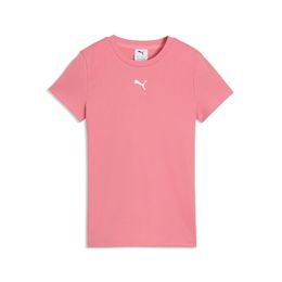 Puma M&auml;dchen T-Shirt "ESS ELEVATED RIB SLIM TEE G"wild pink, Gr. 140, unifarben, Obermaterial: 62% Polyester, 34% Baumwolle, 4% Elasthan, Shirts,