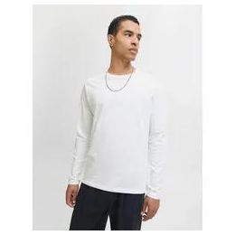 Jack & Jones Rundhalsshirt JACK & JONES "JJEORGANIC BASIC TEE LS O-NECK NOOS", Herren, Gr. XL, wei&szlig;, Jersey, Obermaterial: 100% Baumwolle, unifarben, regular fit h&uuml;ftbedeckend, Rundhals, Shirts Rundhalsshirt