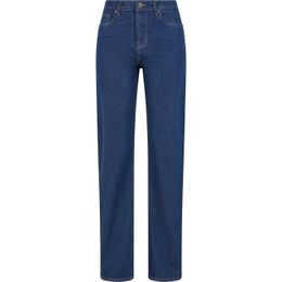 Urban Classics Damen Bequeme Jeans "Urban Classics Ladies Straight Fit Denim"mid tiefblau washed, Gr. 27, unifarben, 100% Baumwolle, Jeans