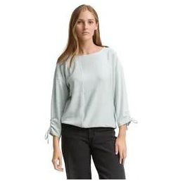 3/4-Arm-Shirt Tom Tailor DENIM, Damen, Gr. XS (34), wei&szlig; (small mint wei&szlig; stripe), Single Jersey, Obermaterial: 58% Viskose, 38% Polyester, 4% Elasthan, gestreift, regular fit normal, Rundhals, verstellbar mit Bindeband, Shirts 3/4-Arm-Shirt, in feiner Rippoptik