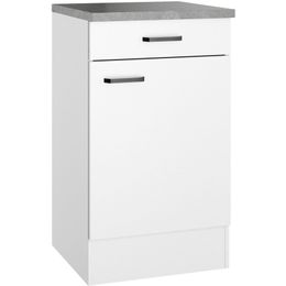 Unterschrank Optifit "OPTImulti", wei&szlig;, wei&szlig;, B:50cm H:88cm T:50cm, Holzwerkstoff, Schr&auml;nke, Unterschrank, Breite 50 cm, Tiefe 50 cm, mit 1 T&uuml;r, 1 Schubkasten, 1 Einlegeboden