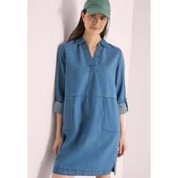Cecil Damen Jeanskleid, blau, Gr. XXL, unifarben, Web, 63% Baumwolle, 37% Lyocell, Kleider, knielang