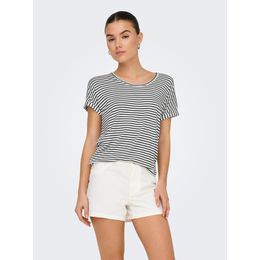 Jacqueline de Yong JDY Damen Kurzarmshirt "JDYSISSY S/S O-NECK TOP JRS", blau, Gr. M, gestreift, Jersey, Obermaterial: 96% Viskose, 4% Elasthan, Shirts