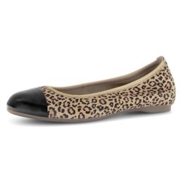 Gabor Damen Ballerina, Gr. 41, schwarz, Nappaleder, Ziegenveloursleder, kontrastfarbene Details, Schuhe, Blockabsatz, Schlupfschuh, Businesschuh mit