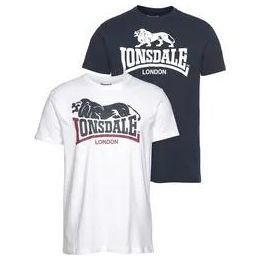 T-Shirt Lonsdale "LOSCOE", Herren, Gr. 5XL (72/74), blau (wei&szlig;, marine), Single Jersey, Obermaterial: 100% Baumwolle, unifarben, schmal, Rundhals, Shirts T-Shirt, Doppelpack, Topseller