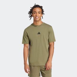 Herren T-Shirt "ESSENTIALS SMALL LOGO SINGLE JERSEY", gr&uuml;n, Gr. S, adidas Sportswear, Obermaterial: 100% Baumwolle, Shirts, sportliches Kurzarmshirt,