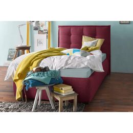 Polsterbett Maintal, rot, B:118cm L:210cm, Betten, Polsterbett