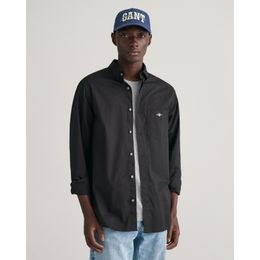 Gant Herren Langarmhemd "Regular Fit Popeline Hemd leicht strapazierf&auml;hig pflegeleicht", schwarz, Gr. 5XL, unifarben, Popeline, Obermaterial: 100%
