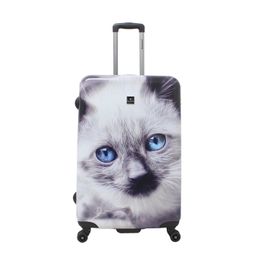 Koffer Saxoline "White Cat", Gr. B/H/T: 51cm x 78cm x 28cm, bunt (mehrfarbig), Polyester, Koffer, mit niedlichem Katzenmotiv