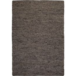 Wollteppich Kayoom "Kvell 875", graphit, B:160cm H:13mm L:230cm, Wolle, Teppiche, Kurzflor, Handgewebt, Modernes Muster, Uni, Wolle
