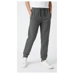 Sweathose name it "NKMSWEAT &ndash; Jogger mit verstellbarem Bund und Rippb&uuml;ndchen", Jungen, Gr. 158, N-Gr, grau (dunkelgrau melange), angeraute Sweatware, Obermaterial: 80% Baumwolle, 20% Polyester, meliert, unifarben, regular fit kn&ouml;chellang, Hosen Sweathose, unifarben, casual, regular fit, angeraute Sweatware