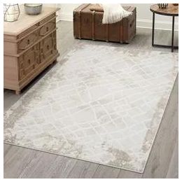 Teppich Carpet City "ANTIK215", beige (creme), B:80cm H:10mm L:150cm, Polyester, Teppiche, Teppich, Kurzflor, 3D-Optik, Klassisch-Modern f&uuml;r Wohnzimmer, Schlafzimmer