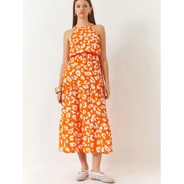 Bianco Lucci Kleid Damen Gr&ouml;&szlig;e 38 orange / wei&szlig;