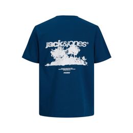 Jack & Jones T-Shirt JACK & JONES "JCOBREEZE BACK PRINT TEE SS CREW EA26", Jungen, Gr. S, poseidon, Jersey, Obermaterial: 40% Baumwolle, 38% Polyester, 22% Elastomultiester, bedruckt, relaxed fit normal, Rundhals, Shirts T-Shirt