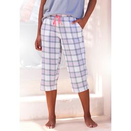 Damen Caprihose, VIVANCE DREAMS BY LASCANA, Gr. 44graublau, wei&szlig;, kariert, Single Jersey, Obermaterial: 100% Baumwolle, kariert, Basic, Hosen, in