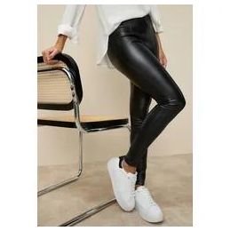 Leggings Tamaris, Damen, Gr. 36, N-Gr, schwarz, Jersey, Obermaterial: 95% Polyester, 5% Elasthan, sehr figurbetont kn&ouml;chelfrei, Hosen Leggings, enge Form in Leder-Optik