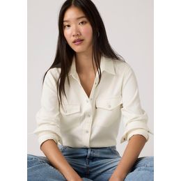 Levi's LEVI'S Damen Jeansbluse "ESSENTIAL WESTERN", wei&szlig;, Basic, Gr. M, Denim/Jeans, Obermaterial: 60% Lyocell, 40% Baumwolle, Blusen, mit Brusttaschen mit