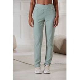 H.I.S. H.I.S Damen Schlupfhose, Gr. 32, gr&uuml;n, Obermaterial: 70% Baumwolle, 25% Polyester, 5% Elasthan, unifarben, Basic, Hosen, in Jeans Optik, Loungewear