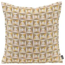 HOCK Dekokissen H.O.C.K. "Cinny", gold (goldfarben, gemustert), B:45cm H:10cm L:45cm, Baumwolle, Polyester, Dekokissen_Sitzkissen_Kissenh&uuml;llen, Geometrisch gemustert, Kissenh&uuml;lle mit F&uuml;llung, 1 St&uuml;ck