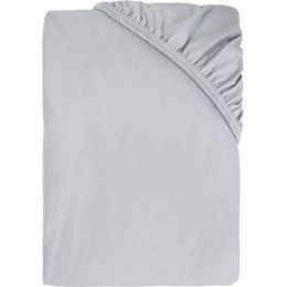 Spannbettlaken Dyckhoff "Uni", silber, B:140cm L:200cm, Jersey, Obermaterial: 95% Baumwolle, 5% Elasthan, Bettlaken, Spannbettlaken, Angenehm weich, besonders flexibel, bis 25cm Matratzenh&ouml;he