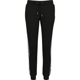 Urban Classics Damen Sweathose "Urban Classics Damen Ladies College Contrast Sweatpants", schwarz-wei&szlig;, Gr. XS, gestreift, 63% Baumwolle, 37%